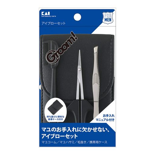 【眉毛を整えるアイブローセット】男性が眉毛のセルフケアを行う際に使用なマユコームとマユハサミ、毛抜きの3つが一緒になったアイブローセットです。 【簡単3ステップで美しい眉に】まずはコームを使って長さをそろえながら眉毛を起こし、ハサミで余分な...