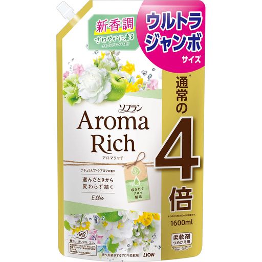 抗菌 原産国:日本 香り:ナチュラルブーケアロマの香り。清潔感のあるグリーンアップル・ピーチに、ミュゲ・ローズのフローラルを加えたさわやかでナチュラルな奥深い香り 植物生まれの柔軟成分がセンイの1本1本まで柔らかく仕上げ、静電気も防ぐ 防臭...