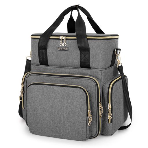 上層には1つの取り外し可能な仕切りパッドが付いているので、収納スペースをカスタマイズできます。通常のネイルランプとネイルリムーバーのボトルなどの収納に便利です。 下層には透明なトップのあるポーチが2つあり、合計70本のマニキュアボトル(15...