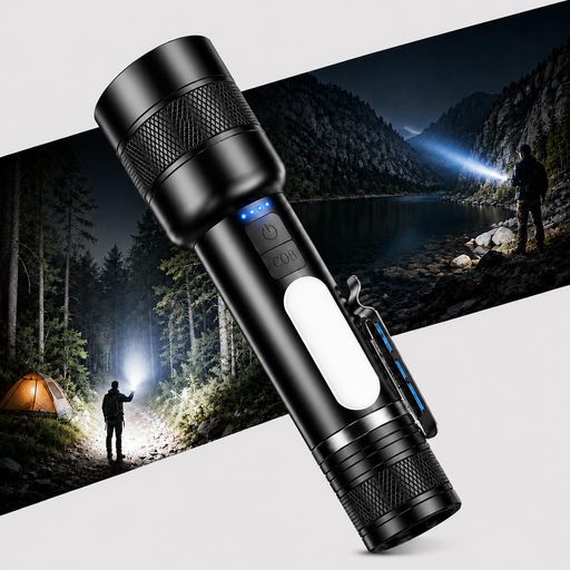 🔦【超高輝度LED&amp;コンパクトデザイン】新機種超高輝度LED懐中電灯は最大25000ルーメンの明るさを実現、最大照射距離は500メートルに達し、周囲の暗闇を切り開き、夜間であっても昼間のように感じられます。また小さく...