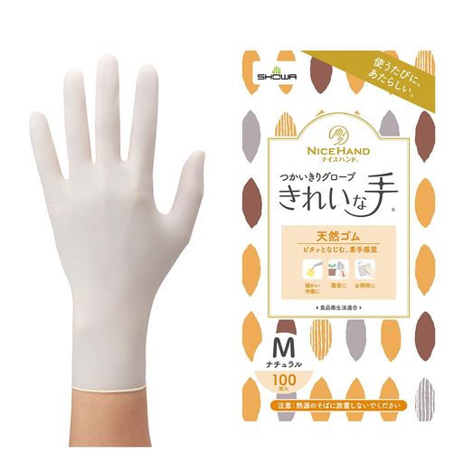 【FSC認証取得の天然ゴムを使用】伸びが良くぴたっと手になじむ天然ゴム製ディスポーザブル手袋100枚入。 【食品衛生法適合】調理など直接食品に触れる作業にお使いいただけます。内面粉なしタイプ(パウダーフリー)、左右兼用です。 材質:天然ゴム...