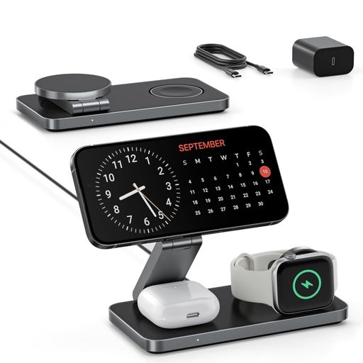 【3in1ワイヤレス充電器&amp;MagSafe対応】一台充電器、無限の可能性。KEEPROの3in1ワイヤレス充電器は、優れた機能性とスタイリッシュなデザインを融合させ、あらゆる充電ニーズに応えます。iPhone(最大15W)、AirP...