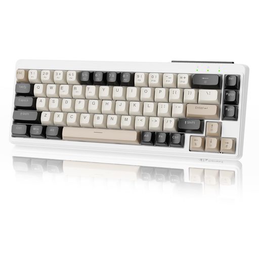 【3つの接続モード&amp;複数のシステムに対応】M683モードキーボードは、Bluetooth、2.4GHzUSBワイヤレス、TYPE-C有線の3つの接続方法に対応。前面にあるスイッチで簡単に接続モードを切り替えられ、最大3つのBluet...