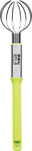 サイズ(約):長さ19x幅4x厚さ2.5cm 材質:柄=66ナイロン 18-8ステンレス、ワイヤー部=18-8ステンレス 食器洗い乾燥機の使用:可 耐熱温度:110度