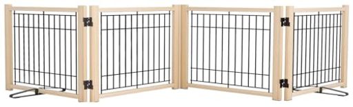 【商品仕様】材質:純天然の木材、丈夫な鉄製。色:さまざまな装飾スタイルに適した原木色、ブラック。展開時サイズ:高さ43cmx幅234cm。収納時サイズ:高さ43cmx幅58cm。重量:(約)4.4kg。セット:4枚パネル補助スタンド2個。 ...