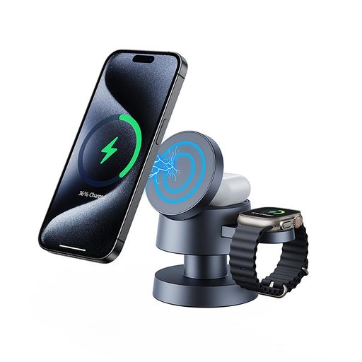 【3in1 magsafe充電器、ピタッと吸着】このワイヤレス充電器は iPhone、AirPods、Apple Watchを同時に充電でき、一台三役でお使い勝手が良いです。iPhone充電の所に強力なマグネット内蔵、iPhoneを本体に近...