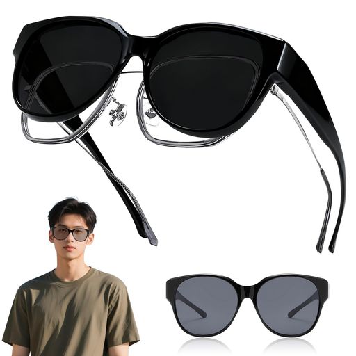 【メガネの上から簡単に装着できるデザイン】​日常使用している度眼鏡の上から直接かけられるオーバーサングラスを採用し、外出時に度眼鏡とサングラスを交互に持ち替える手間を省けます。軽量なフレーム設計で、長時間重ねて装着しても鼻や耳への負担が少な...