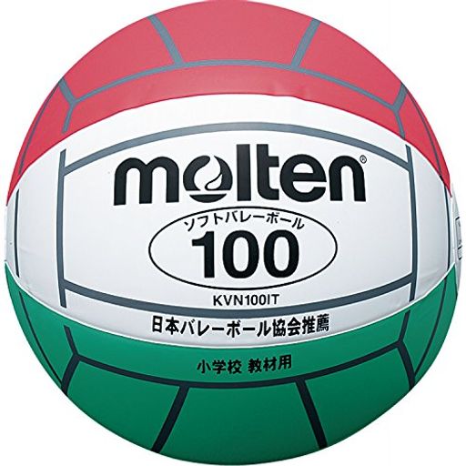 日本バレーボール協会推薦球 素材/ビニール製 円周/77~79cm 重量/90~100g 原産国/中国製 カラー/白x赤x緑色 対象/小学5~6年生向け