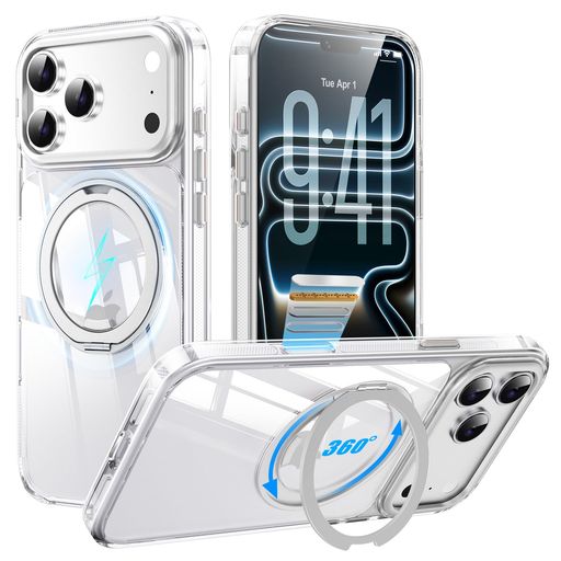 📱【自由自在の360°回転スタンド】新設計の360°回転スタンドを搭載した iPhone17ProMax ケース。縦置き・横置き・斜め置きも簡単に調整でき、スタンド付き ケースとして動画視聴やビデオ通話がさらに快適に。薄型・...