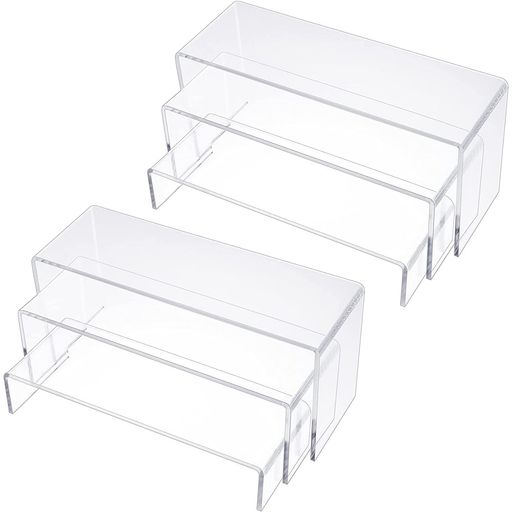 【商品仕様】展示用アクリルスタンド6個セットです。サイズ(cm):22*7.62*11、21*7.62*7.6、20*7.62*3.8各2個ずつ。材質:透明アクリル。厚さ:3mm。推奨重量は500g未満です。透明なアクリルスタンドですので、...