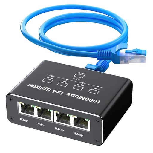 【LAN 分配器 1入力4出力】1つの入力で4つのLAN機器にネットを同時出力可能。LAN 分配器は、LANケーブルを使用してパソコンやプリンターなどの機器をネットワークに接続するための装置です。ルータからのLANケーブルをLAN 分配器に...