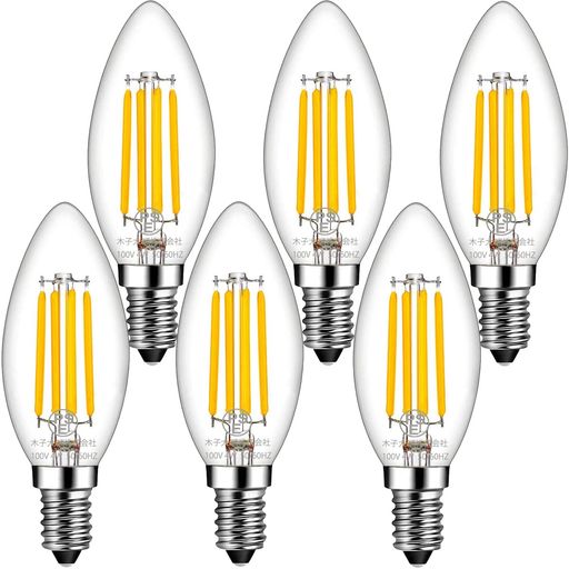 シャンデリア 💡【LEDE12電球40w製品仕様】:1口金:E122定格消費電力:4W省エネ(40W形相当)➂定格電圧:100V50/60Hz4明るさ:557lm➄色温度:2700K(電球色相当)6調光:調光器非対応7高演色...