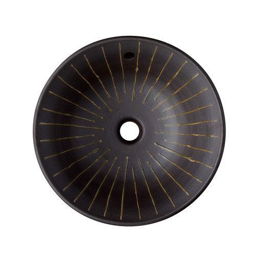 信楽焼の手洗い鉢。(オーバーフロー) 直径450mm、柄:鐘。
