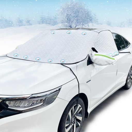 【凍結防止·積雪対策·全面保護】フロントガラス凍結防止シートは厳冬でも、車両を凍結や積雪からしっかりと保護します。外すだけで積もった雪を簡単に取り除くことができ、朝の出発が楽になり、通勤時間が短縮します。伝統的な凍結防止シートとは異なり、当...