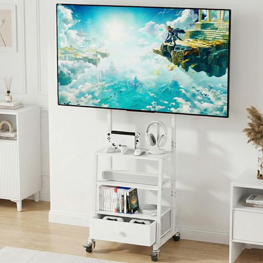 【幅広いサイズ&amp;VESA対応】32〜55V型のフラット/曲面テレビ(LED・LCD・OLED)にフィット。VESA100x100〜400x400mm対応・耐荷重45kgで安心設置。テレビスタンドは5cm刻みで高さ調節でき、最適な視聴...