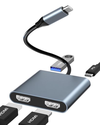 【4K(3840x2160)複数画面出力】本typechdmiデュアルには、ミラーモードと拡張モードに対応しています。1つのHDMIポートのみ使用する場合は最大4K60Hz出力可、2つのHDMIポートを使用する場合は4K30Hzでの出力が可...