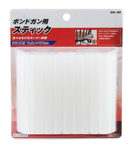 サイズ:径11.5mmx100mm 入数:30本入 カラー:クリア 適合機種:GM-150 成分:エチレン・酢酸ビニル樹脂・炭化水素樹脂・酸化防止剤