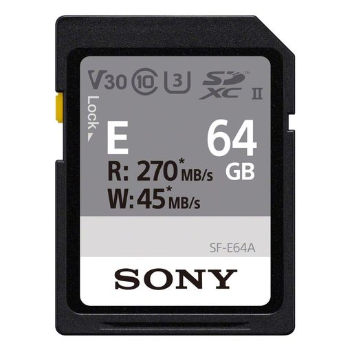 64GB 最大読み出し速度270MB/s、最大書き込み速度45MB/s 防水(IPX7準拠) 耐久性(落下、ひねり、挿抜耐久性) ビデオスピードクラスV30