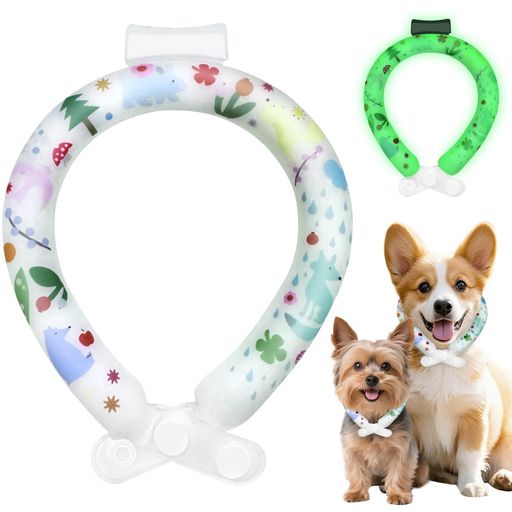 クールリング犬 【天然の冷却効果】PCM素材の特性で28度以下の室温で自然に凍結します、長時間の着用でも快適な感覚が続きます。繰り返し使えて経済的、暑さ対策に最適です。 【簡単装着&amp;調整可能】ネッククーラーがボタン付きで簡単に装着で...