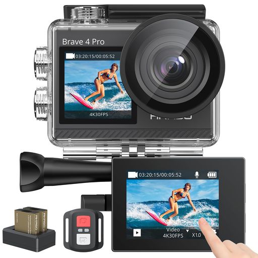 EIS手ブレ補正/SONYセンサー/40M防水/タッチパネル式/多機能撮影/ループ録画/連写撮影/タイムラプス/定時撮影 【高画質4Kアクションカメラ&amp;タッチパネル式】AKASOBrave4Proアクションカメラは高精細な映像を撮影...