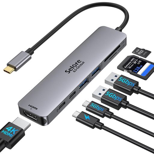 ✔【ケーブル1本で7ポートを増設できるusb ハブ hdmi】USB Type-CポートをHDMIポートに変換して映像を出力する変換アダプタです。7-in-1 USB Cハブは、デバイスを 4K HDMI + SD/MicroSD カード読...