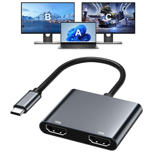 PC 【USBCHDMI変換アダプタ】:USBTypeC(Thunderbolt3)ポートから4KHDMI出力の2つの外部モニターに接続できます。外部ウルトラHD大画面に接続して、映画、ゲームなどを家族や友人と楽しむことができます。Macデ...