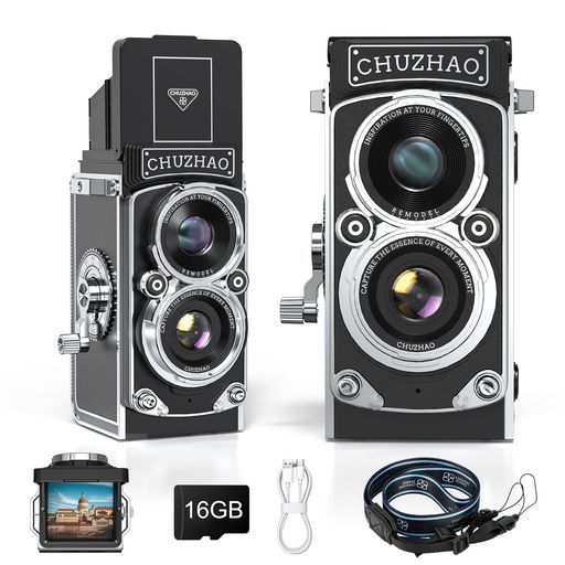 【古典的なレトロの美学が再登場】レトロなデザインと現代技術を融合したミニ写真撮影の相棒です。クラシックなダブルレンズデザインとレトロな美しさを備えたこのデジタルカメラは、まさに撮影の黄金時代にタイムスリップしたかのようです。ウエストスクリー...