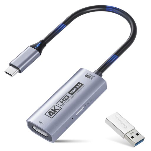 【4KUltraHD60FPSキャプチャ、PD100W充電】USB3.0経由で60FPSの見事な4KUltraHDビデオキャプチャをサポートし、非常にクリアで鮮やかで非常に詳細な映像を提供します。このHDMIビデオキャプチャカードは、PD1...