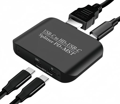 【USB-C-HDMIスプリッター】Type-CtoHDMI+Type-Cアダプタはビデオ出力デバイスの画面を2つディスプレイに表示させます。外部ウルトラHD大画面で映画やゲームを家族と楽しむことができます。WindowsOSはSSTとMS...