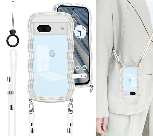 【携帯ストラップ2枚付き&amp;両手解放】本対応GooglePixel7aケースにはフィンガーストラップとネックストラップが付属します、このネックストラップは、ボタンを押すと、カチッと外せて取り外しが簡単です。急な着信、メールやネット使用...