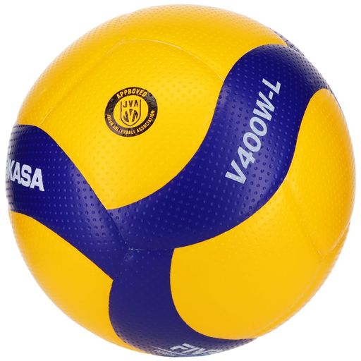 日本バレーボール協会検定球 軽量4号(小学生用) 直径:約20cm貼りボール 素材:人工皮革 鮮やかで深みのある黄色と青色を使用