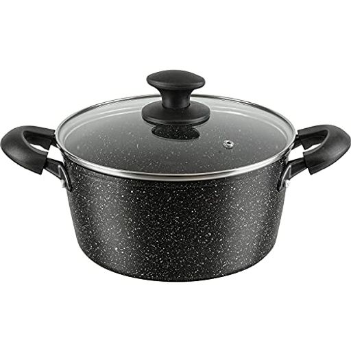 商品サイズ(蓋含む):約 幅34x奥行23.5x高さ18cm、重量:約1200g 鍋の高さ:約11.1cm 本体:アルミニウム合金、内面:ふっ素樹脂加工、外面:焼付塗装、はり底:ステンレス鋼、ガラス蓋:強化ガラス 満水容量:約3.9L 生産...