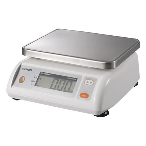 秤量:20kg 最小表示単位:0.01kg 精度:プラスマイナス50g 本体寸法:約W25xD26xH10.8cm 計量皿寸法:約W23xD19cm