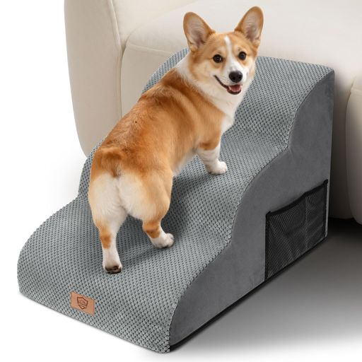 行動 安心感を与える:犬ステップを広くすることで、犬が安全に上り下りできるようになり、子犬や足の短い犬、運動能力に問題のあるケガをした犬、老犬にも便利に使えます。商品サイズ:40*60*40cm。 良いサポート:犬スロープ階段は30D高密度...