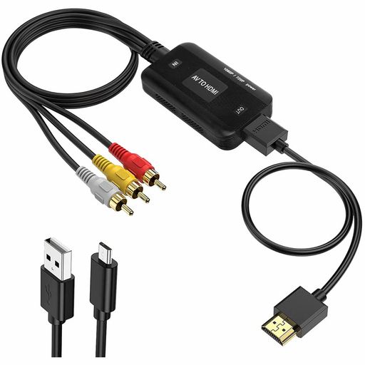 【AV2HDMIコンバーター】本製品はRCAコンポジット信号をHDMI信号に変換するためのコンバーターです。ビデオだけではなく、音声も同時に出力できるHDMI変換コンバーターです。 【AVケーブル/HDMI変換ケーブル付き】:接続が簡単で、...