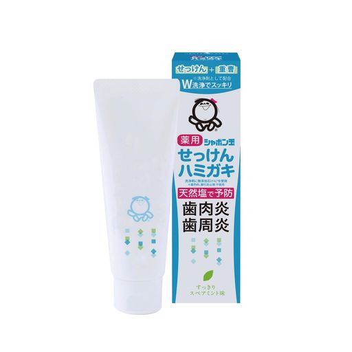 容量:80g 成分:重質炭酸Ca[清掃剤]、濃グリセリン[湿潤剤]、塩化Na[有効成分]、キサンタンガム、無水ケイ酸[粘結剤]、石けん用素地、炭酸水素Na[洗浄剤]、香料(ハッカ油、スペアミント油)[香味剤]、クエン酸Na、無水クエン酸[p...