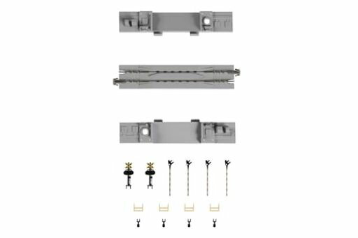 安価/手軽に雰囲気を楽しめるダミーの踏切線路。長さ124mmの踏切部直線線路(リレーラー線路)を含む単線踏切フルキット 単線用・1組入 ユーザー組立のキット形式、接着剤不要です