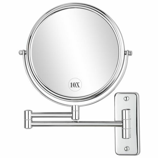 【1X/10X拡大鏡】この1X/10X拡大鏡付き化粧鏡は、歪みのないHDミラー効果を提供します。1X鏡は全体的なメイクアップルックを反映し、10X拡大鏡はアイライン、まつげなどの繊細なメイクアップを実現するために使用してください。10倍の倍...