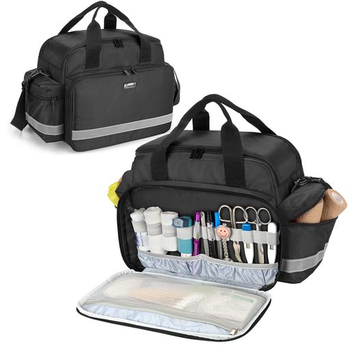 【内部ポケット設計】メディカルバッグは救急用品を保管するのに十分なスペースがあります。内側には小物を収納できるメッシュポケットが4つあり、大きなポケットはiPadと医療記録などを収納できます。 【外ポケット設計】:スポーツ医療バッグのフロン...