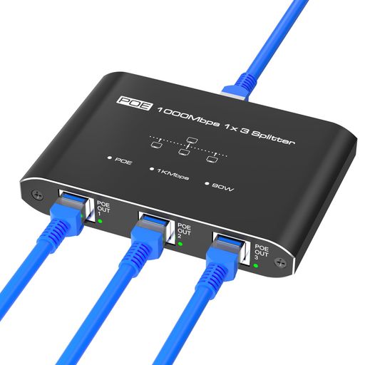 【PoE対応ハブ1入力3出力】PoEとは「PoweroverEthernet(パワー・オーバー・イーサネット)」の頭文字。イーサネットケーブルを使って、通信データだけでなく、同時に電力を供給する技術のことです。PoEハブ1入力3出力は、IE...