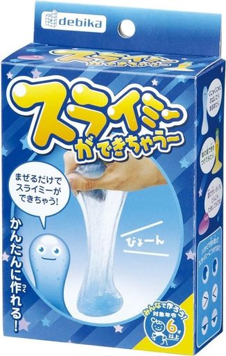 【特徴】まぜるだけでスライミーができちゃう簡単キット 【内容】透明な液(PVA溶液)、色付き液(ホウ砂溶液) 【仕様】パッケージに目玉付き 【対象年齢】6歳以上 【材質】PVA溶液、ホウ砂溶液