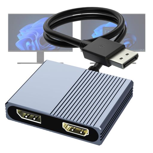 【DisplayPort to HDMIとDisplayPort変換アダプタ】DisplayPort HDMI変換アダプタは、4K対応の高画質な映像と音声を、1つのDisplayPort入力から1つのHDMIディスプレイと1つのDispla...