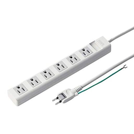 3P 6個口、マグネット付き、2Pスイングプラグ仕様電源タップ 2.5m 裏面にマグネットが付いているので、スチール製のデスクなどに仮固定することができます。 保護被覆付きで、断線しにくい丈夫なコードを使用しています。 差込口にユリア樹脂材...