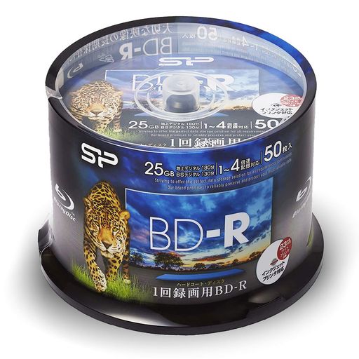 メーカー型番: SPBDRV25PWB50S 品種:映像用BD-R ディスク記録倍速:1-4倍速 入数:50枚 スピンドル ディスク仕様:印刷も手書きもできるワイドホワイト