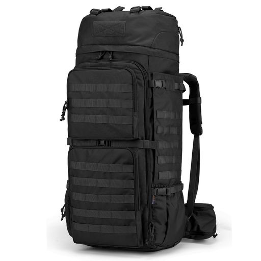 【バックパック仕様】容量:75リットル。長さ35x幅23x高さ82cm。このミリタリーバックパックは600D耐水性ポリエステルで作られています。YKKジッパー。レインカバーが一枚付いています。 【フィット感設計】フィット感を高める4つポイン...
