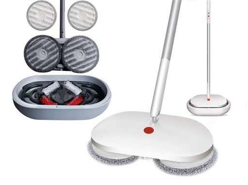 【最新のデザイン:自動洗浄機能搭載】収納スタンドに置き、ワンタッチを押すと、電動モップのローラーは自動洗浄と脱水が可能。全使用過程は手洗い必要なく、手を守ってくれます。低ノイズで夜中でも自由に床掃除できる。【注意:電池のメンテナンス方法】購...