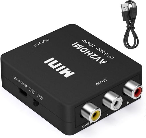 【AVからHDMI変換器】古いアナログRCAコンポジット(赤、白、黄)入力を、鮮明なHDMI 720P/1080P(60Hz)出力に変換します。お気に入りのレトロゲームシステムを、現代のHDMIプロジェクターやモニターで手軽に楽しめます! ...