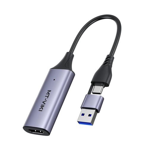 2in1インターフェース:このビデオキャプチャ出力ポートはUSB-CポートとUSB2.0ポートを一緒に接続し、2つのポートを分離する市販のキャプチャカードとは異なり、ロスを防ぐことができます。2つのインターフェイスは同時に異なる用途の必要に...