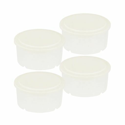 製品サイズ:(約)外径10x高さ5cm(1個当たり)、容量/250ml(1個当たり) 製品重量:(約)0.167kg(1個当たり) 原料樹脂:ポリエチレン(耐熱温度70度、耐冷温度-40度) 生産国:日本