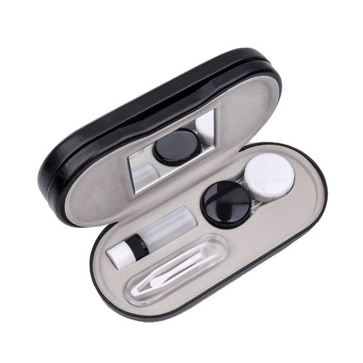 【商品仕様】素材:PUレザー+プラスチック、サイズ:15.8*6.8*5.5cm、パッケージ内容:2層メガネケースx1、コンタクトレンズケースx1、ピンx1、洗浄液瓶x1 【2イン1ダブルデザイン】2イン1デザインで、1つのケースに2つの収...